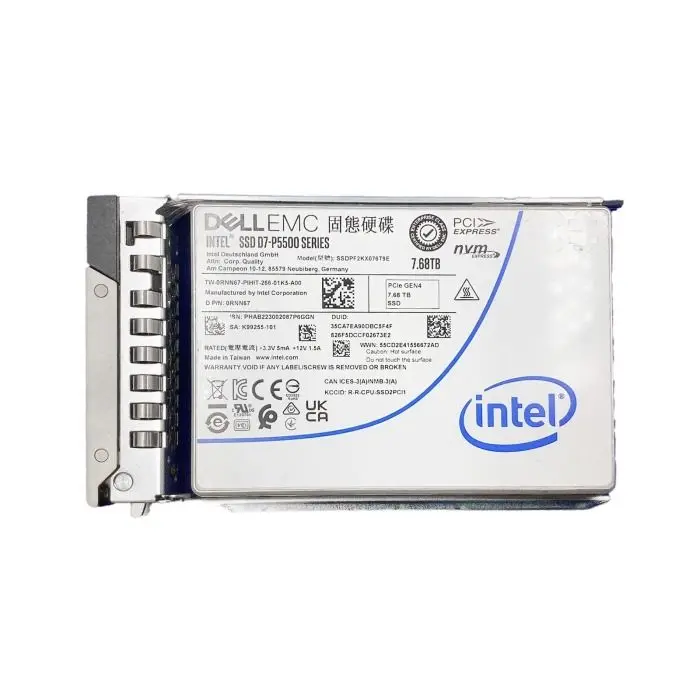 Hard drive Dell 7.68TB SSD PCIe NVMe 4.0 U.2 RNN67 - Hardware Direct